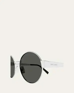 Saint Laurent Logo Metal Oval Sunglasses