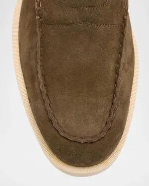 John Lobb Pace Suede Loafers Olive