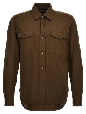 TOM FORD Silk Blend Shirt - Brown