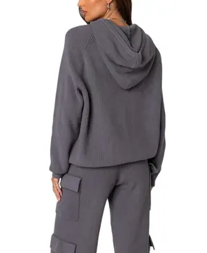 EDIKTED Wynter Oversized Knit Hoodie - Gray