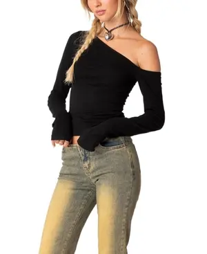 EDIKTED Swan Asymmetric Top - Black