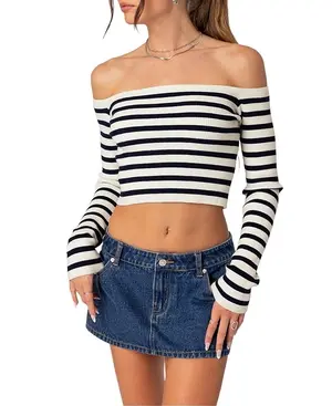 EDIKTED Miranda Off-shoulder Knit Top - Mix