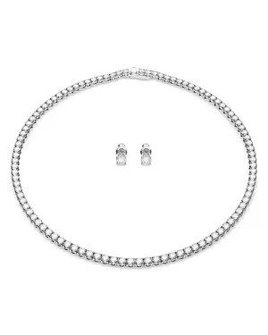 SWAROVSKI Matrix Tennis Necklace And Stud Earrings Set - Silver