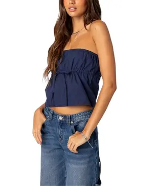 EDIKTED Reva Strapless Top - Navy