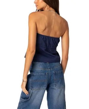EDIKTED Reva Strapless Top - Navy
