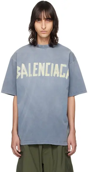 Balenciaga Balenciaga Blue Tape Type T-Shirt 4530 Faded Blue