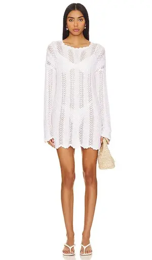 Show Me Your Mumu Packable Pullover Coverup In White - White Crochet