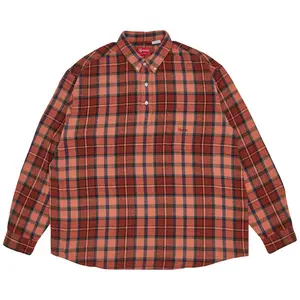 Supreme Plaid Flannel Pullover Shirt - Pink
