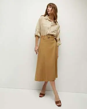 Veronica Beard Arwen Stretch-Linen Skirt - Desert Khaki