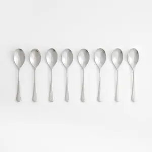 Crate & Barrel Caesna Mirror Teaspoon, Set Of 8 - Silver Metallic