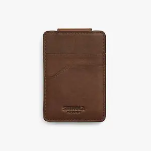 Shinola Magnetic Money Clip Card Wallet Brown