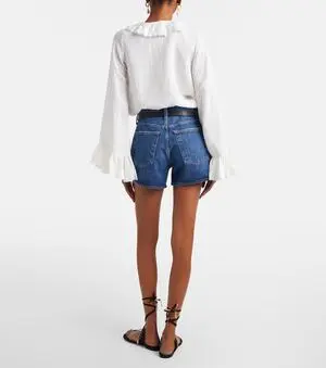AGOLDE Parker Long High-rise Denim Shorts - Blue