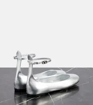 Valentino Garavani Tan-go Metallic Leather Ballet Flats