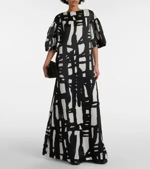 Max Mara Printed Silk Organza Gown