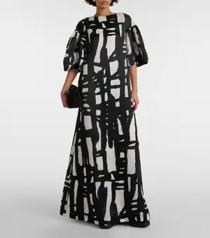 Max Mara Printed Silk Organza Gown