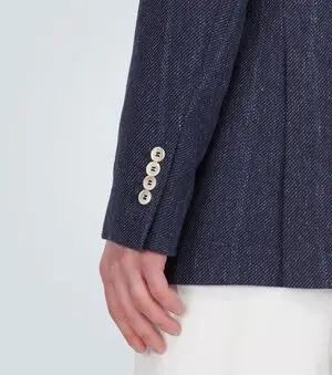 Brunello Cucinelli Striped Linen, Silk And Wool Blazer