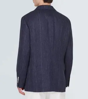 Brunello Cucinelli Striped Linen, Silk And Wool Blazer