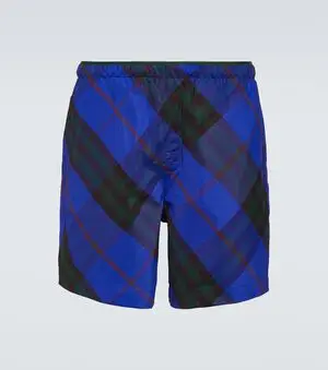 Burberry Check Swim Trunks - Blue