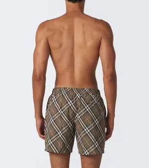 Burberry Check Swim Trunks - Brown