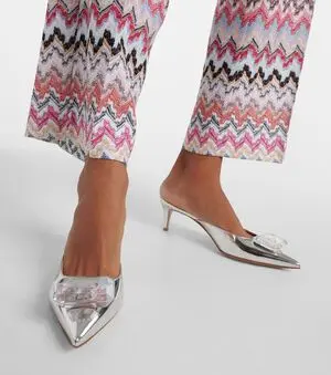 GIANVITO ROSSI Jaipur 55 Embellished Mules - Silver