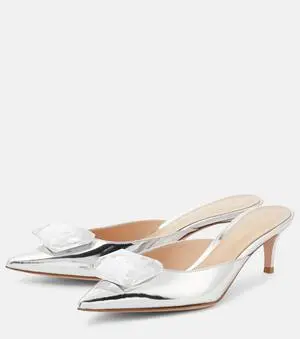 GIANVITO ROSSI Jaipur 55 Embellished Mules - Silver