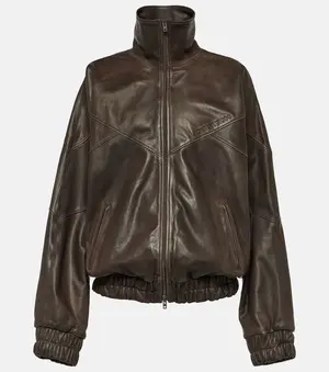 Acne Studios Letty Leather Bomber Jacket - Brown