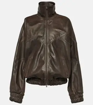 Acne Studios Letty Leather Bomber Jacket - Brown