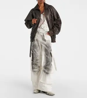 Acne Studios Letty Leather Bomber Jacket - Brown