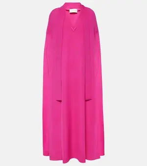 Valentino Garavani Vgold Caped Silk Maxi Dress