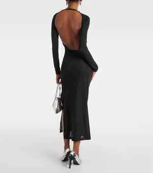 COURREGES Courrèges Open-back Jersey Midi Dress - Black