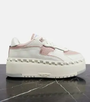 Valentino Garavani Freedots Xl Leather Platform Sneakers - White