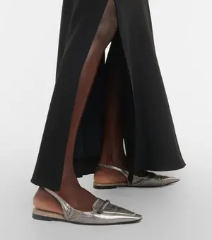 Brunello Cucinelli Metallic Leather Slingback Flats