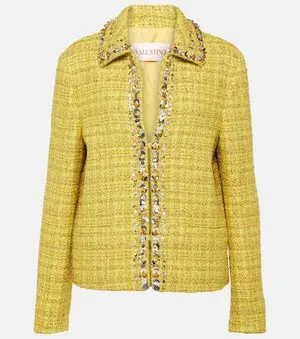 Valentino Garavani Embellished Tweed Jacket - Yellow