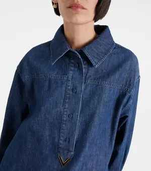 Valentino Garavani Vgold Chambray Denim Shirt Dress - Blue