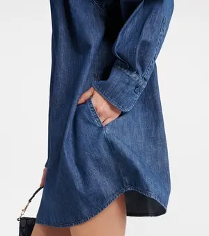 Valentino Garavani Vgold Chambray Denim Shirt Dress - Blue