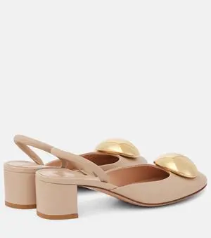 GIANVITO ROSSI Sphera 45 Leather Slingback Pumps - Beige