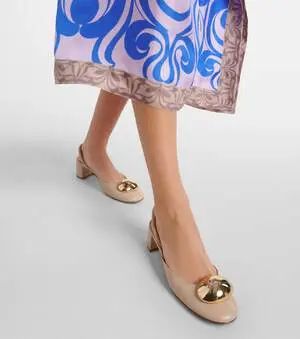 GIANVITO ROSSI Sphera 45 Leather Slingback Pumps - Beige