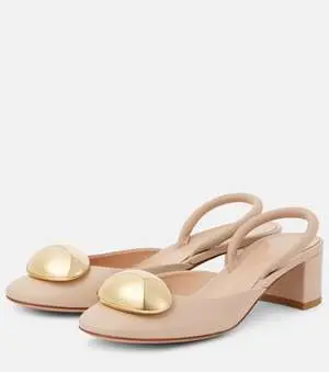 GIANVITO ROSSI Sphera 45 Leather Slingback Pumps - Beige