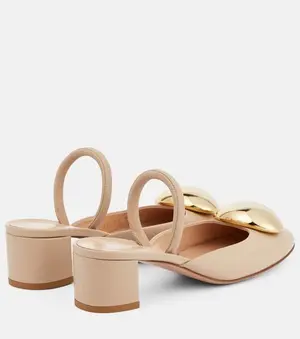 GIANVITO ROSSI Sphera 45 Leather Slingback Pumps - Beige