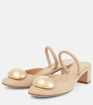 GIANVITO ROSSI Sphera 45 Leather Slingback Pumps - Beige