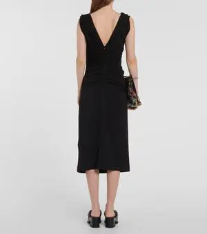 Dries Van Noten Gathered Cotton Jersey Midi Dress