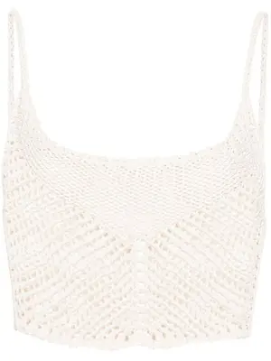 FORTE_FORTE Cropped Crochet Top - Neutrals