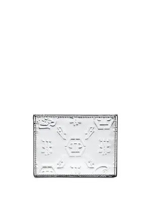 Philipp Plein Monogram-debossed Leather Cardholder - Silver