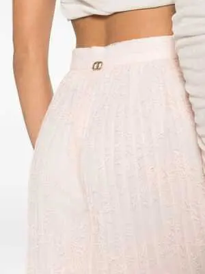 TWINSET Pleated Lace Palazzo Pants