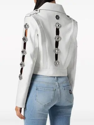 Philipp Plein Crystal-embellished Biker Jacket