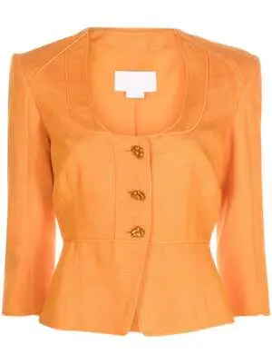 GENNY U-neck Twill Blazer - Orange