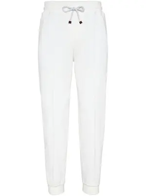 Brunello Cucinelli Tapered Cotton Track Pants - White