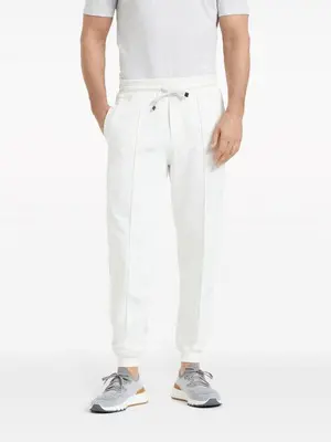 Brunello Cucinelli Tapered Cotton Track Pants - White