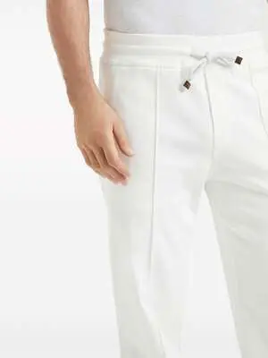 Brunello Cucinelli Tapered Cotton Track Pants - White