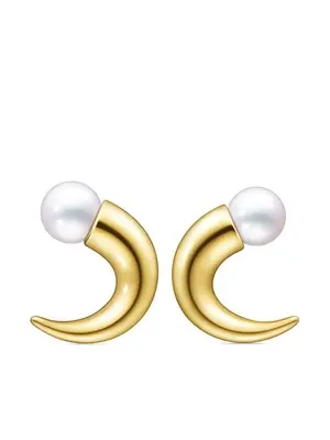 TASAKI 18kt Yellow Danger Horn Pearl Stud Earrings - Gold